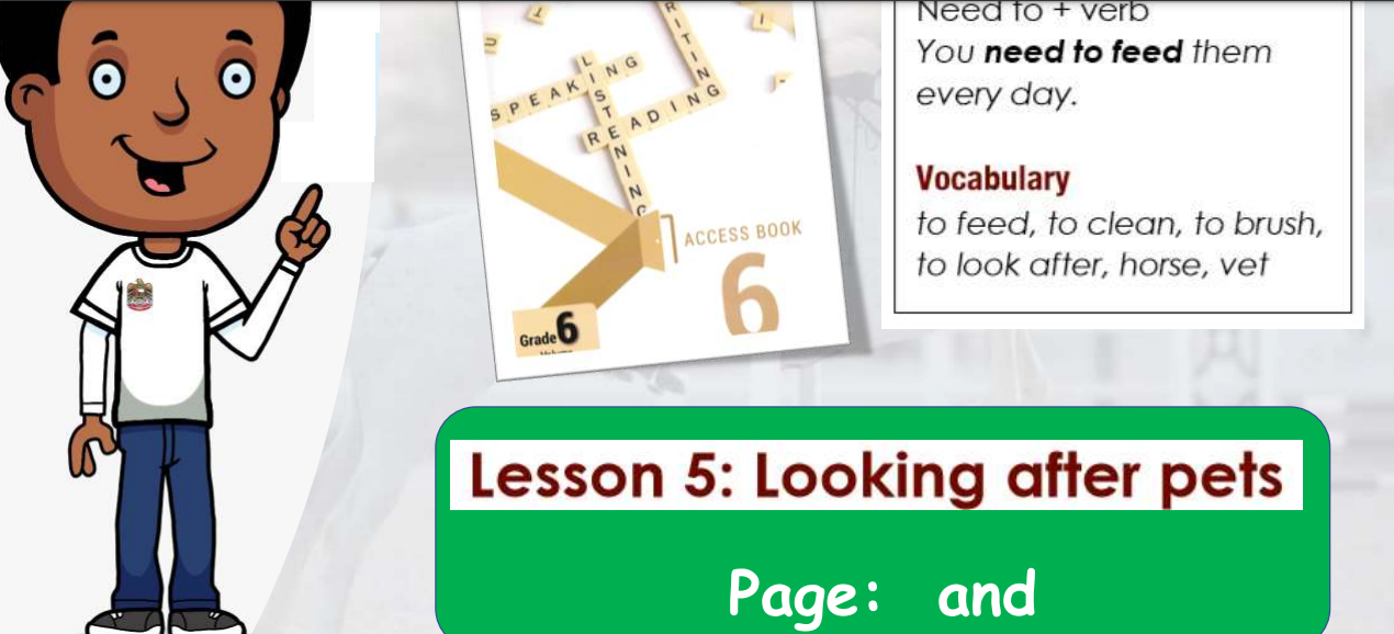 حل درس Looking after pets اللغة الإنجليزية الصف السادس - سراج